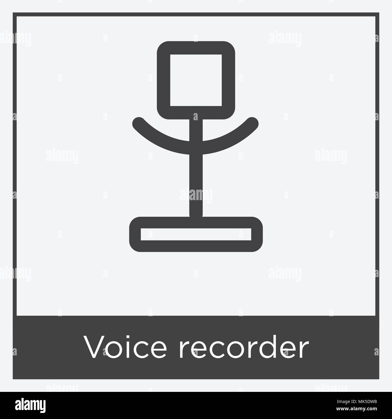 Voice recorder icon isolated on white background with gray frame, sign ...
