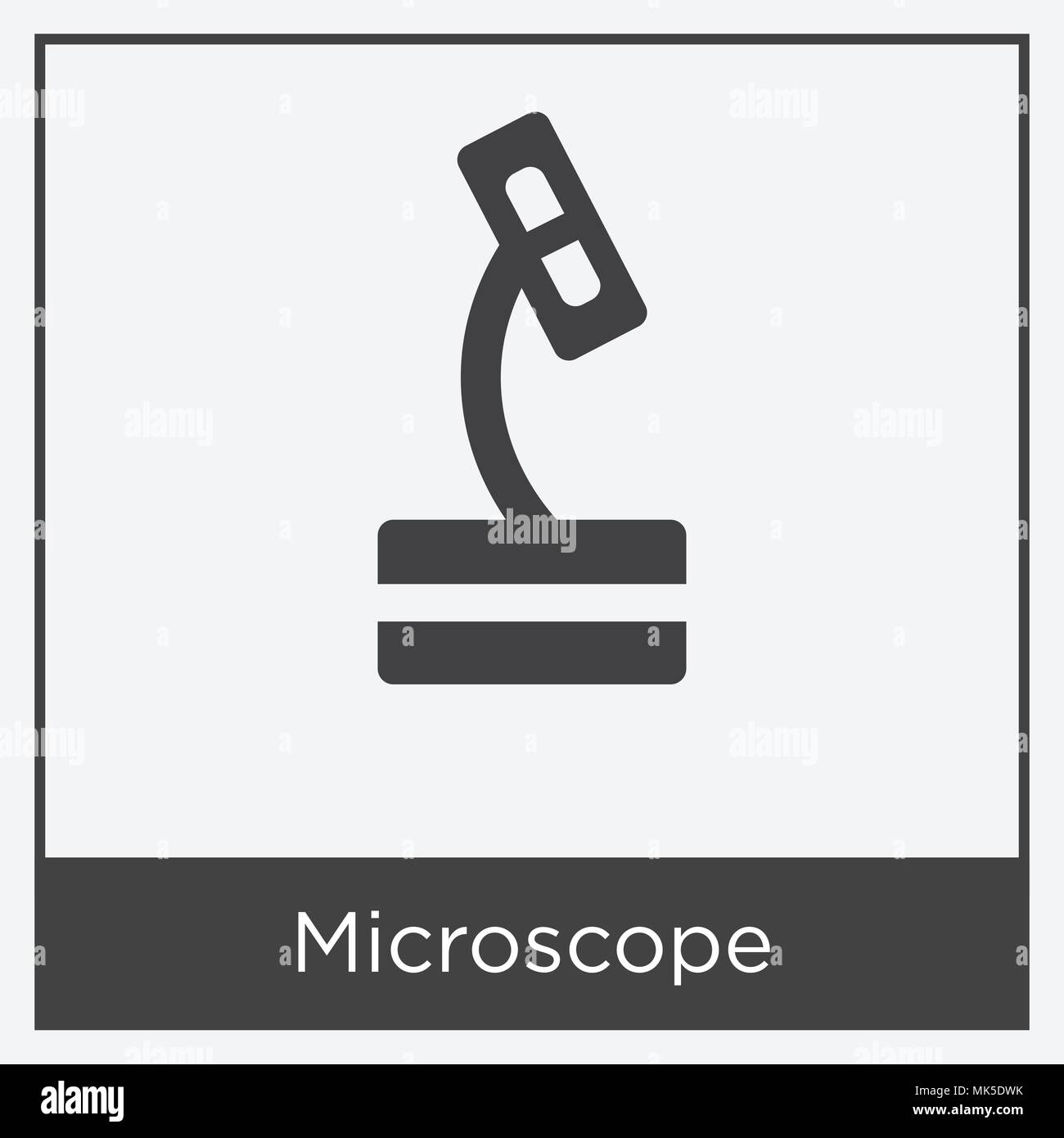 Microscope icon isolated on white background with gray frame, sign and ...