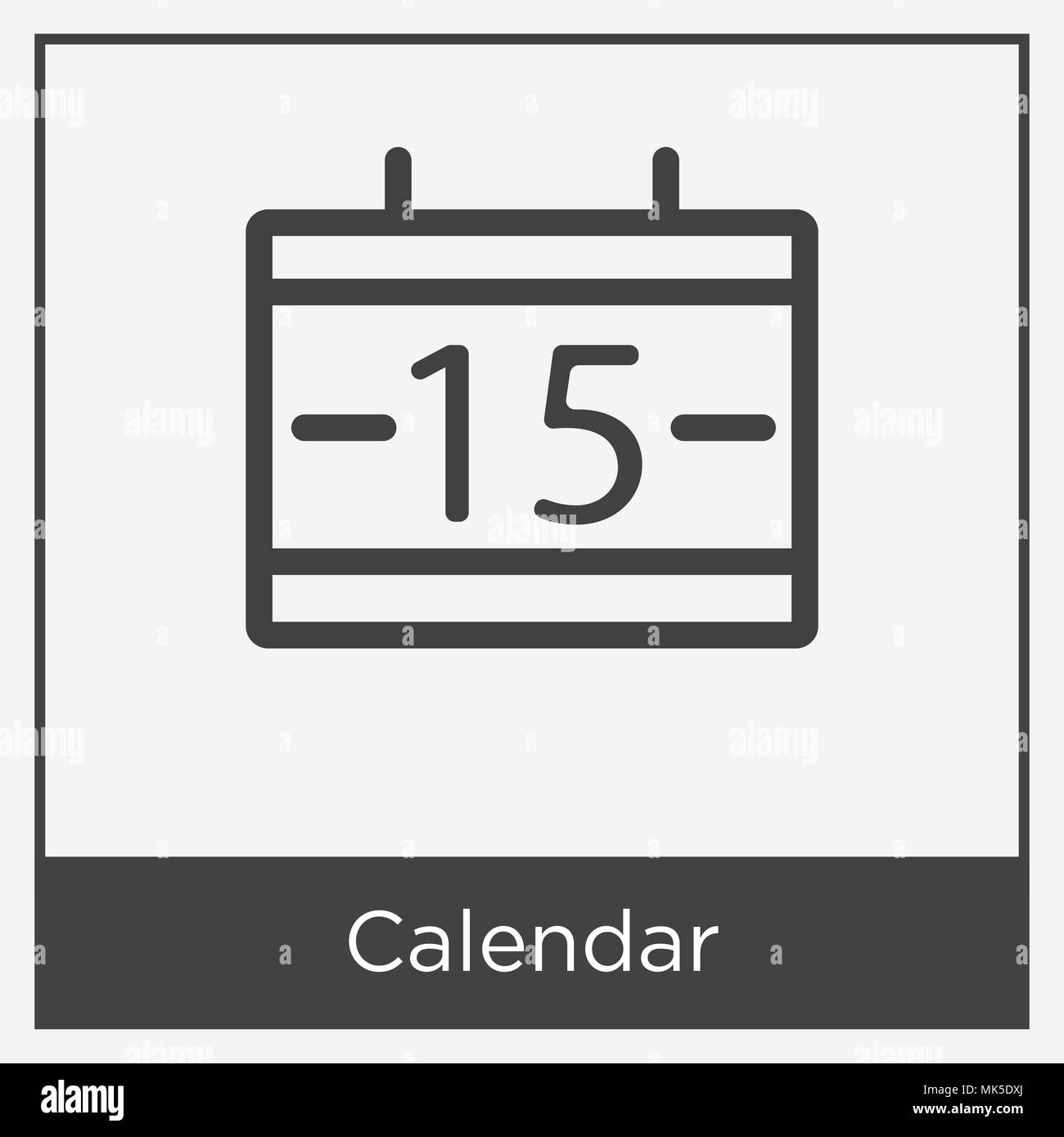 Calendar icon isolated on white background with gray frame, sign and ...