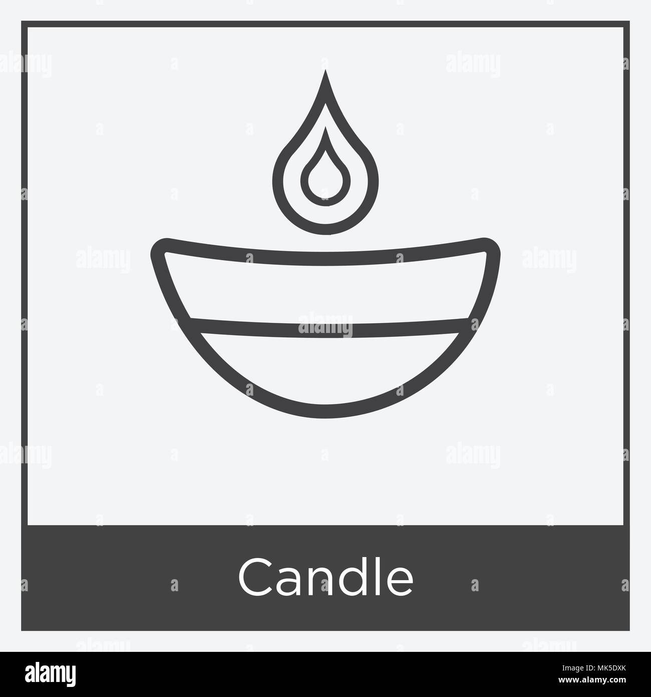 Candle icon isolated on white background with gray frame, sign and ...