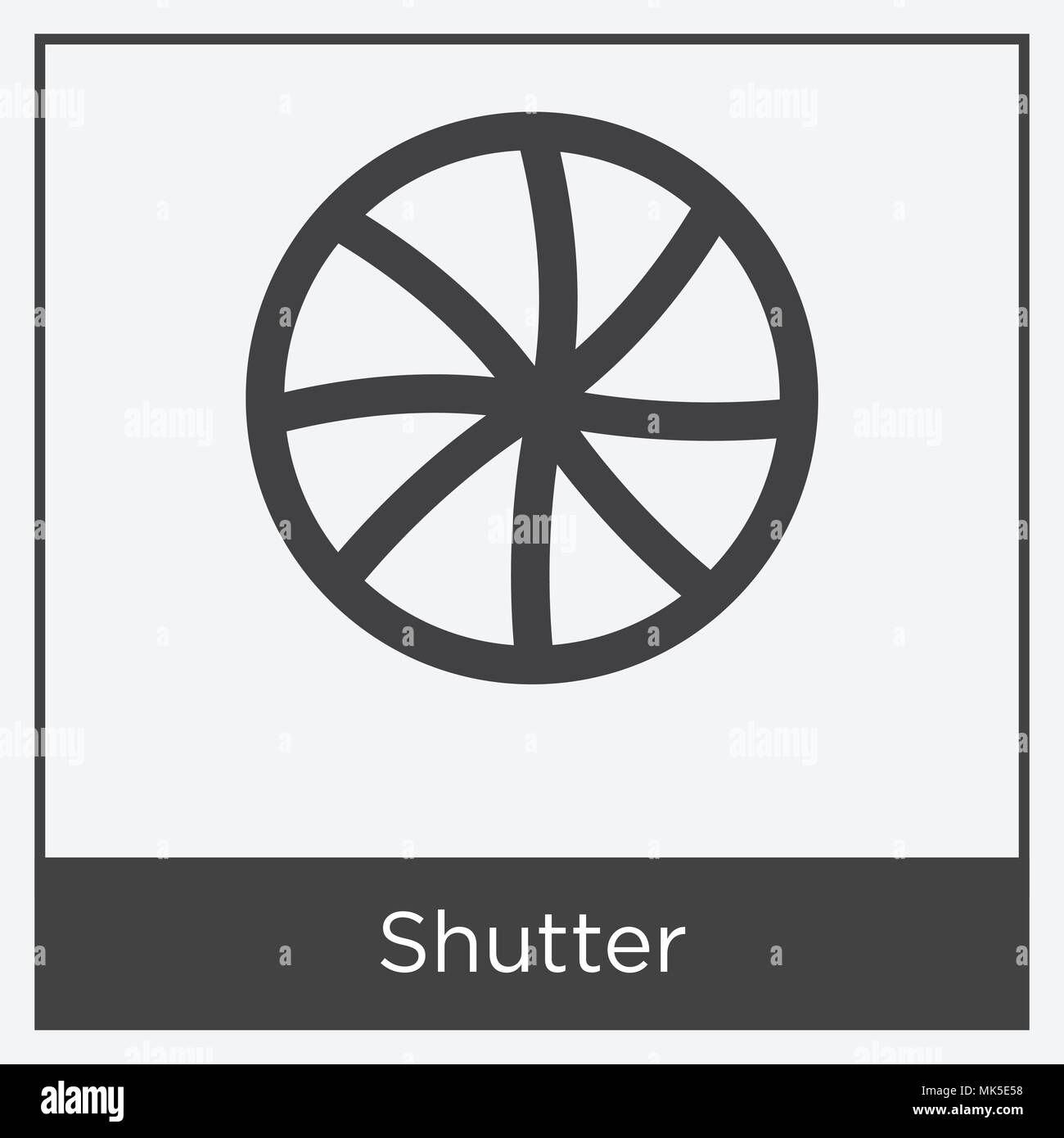 Shutter icon isolated on white background with gray frame, sign and ...