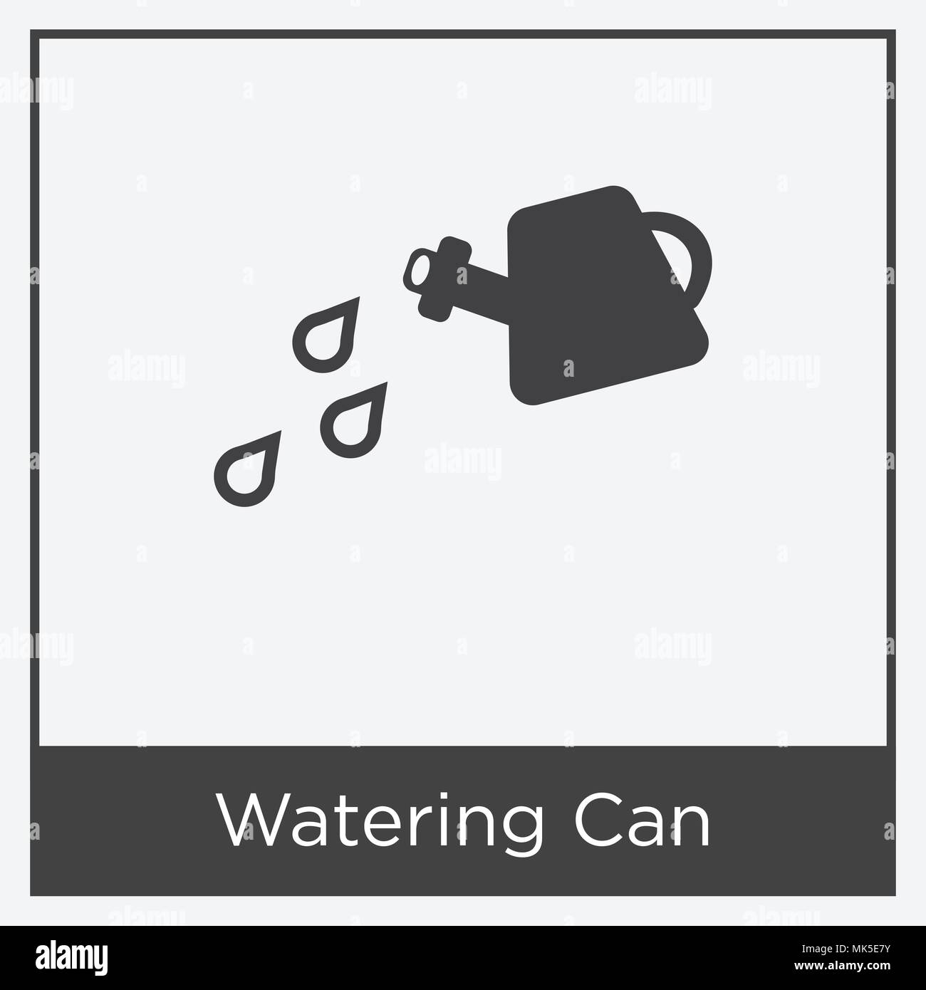 Watering Can icon isolated on white background with gray frame, sign ...