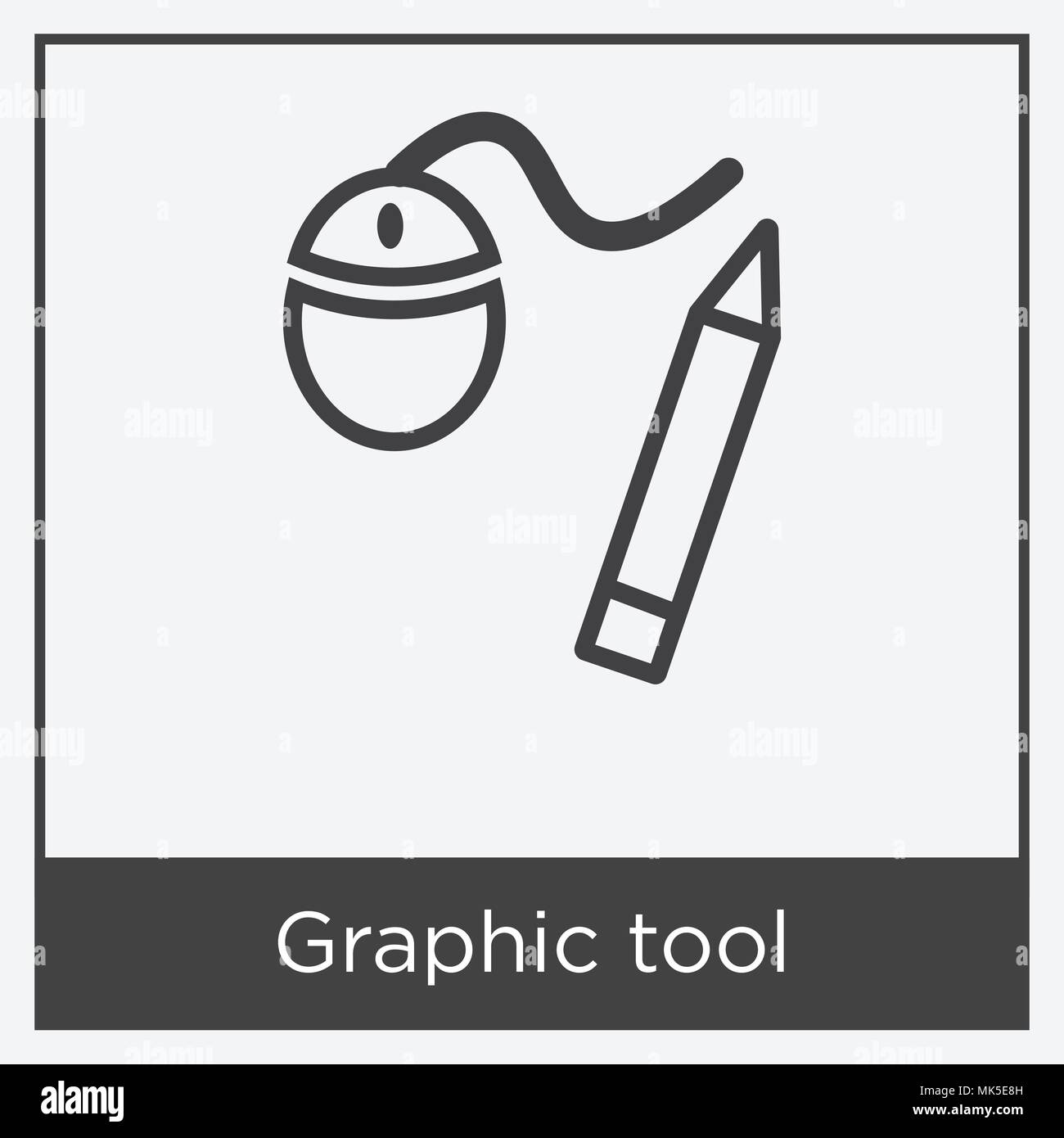 Graphic tool icon isolated on white background with gray frame, sign ...