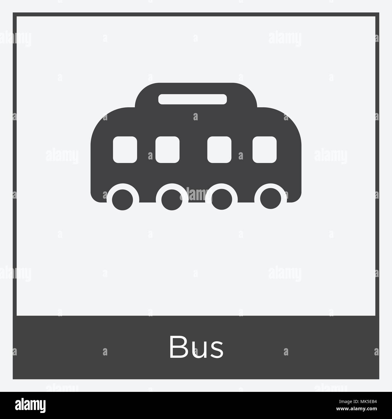 Bus icon isolated on white background with gray frame, sign and symbol ...