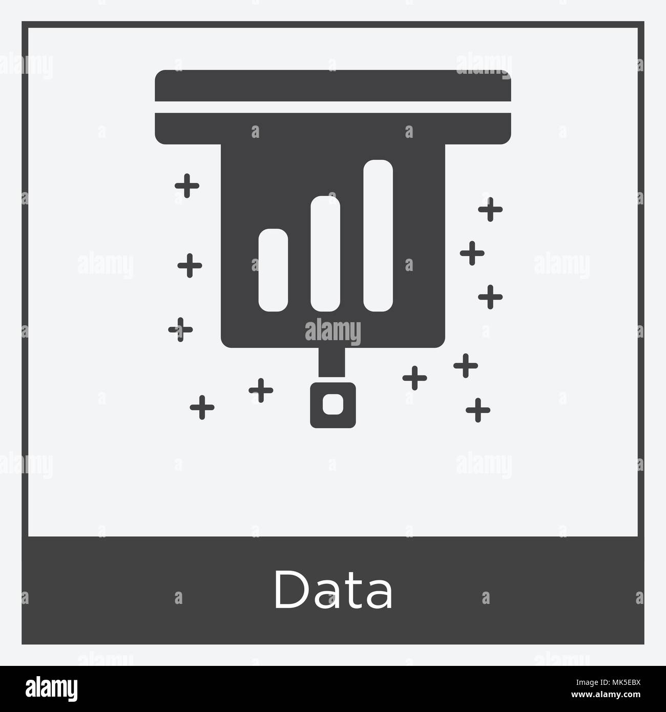 Data icon isolated on white background with gray frame, sign and symbol ...