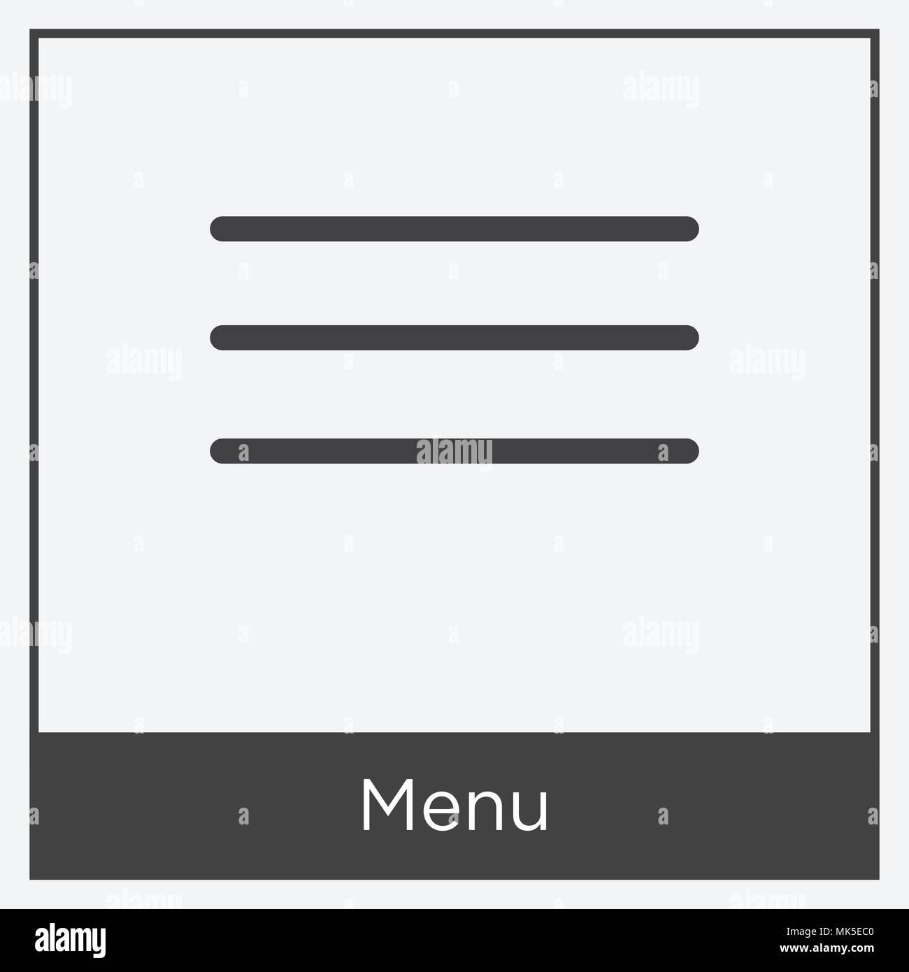 Menu icon isolated on white background with gray frame, sign and symbol ...