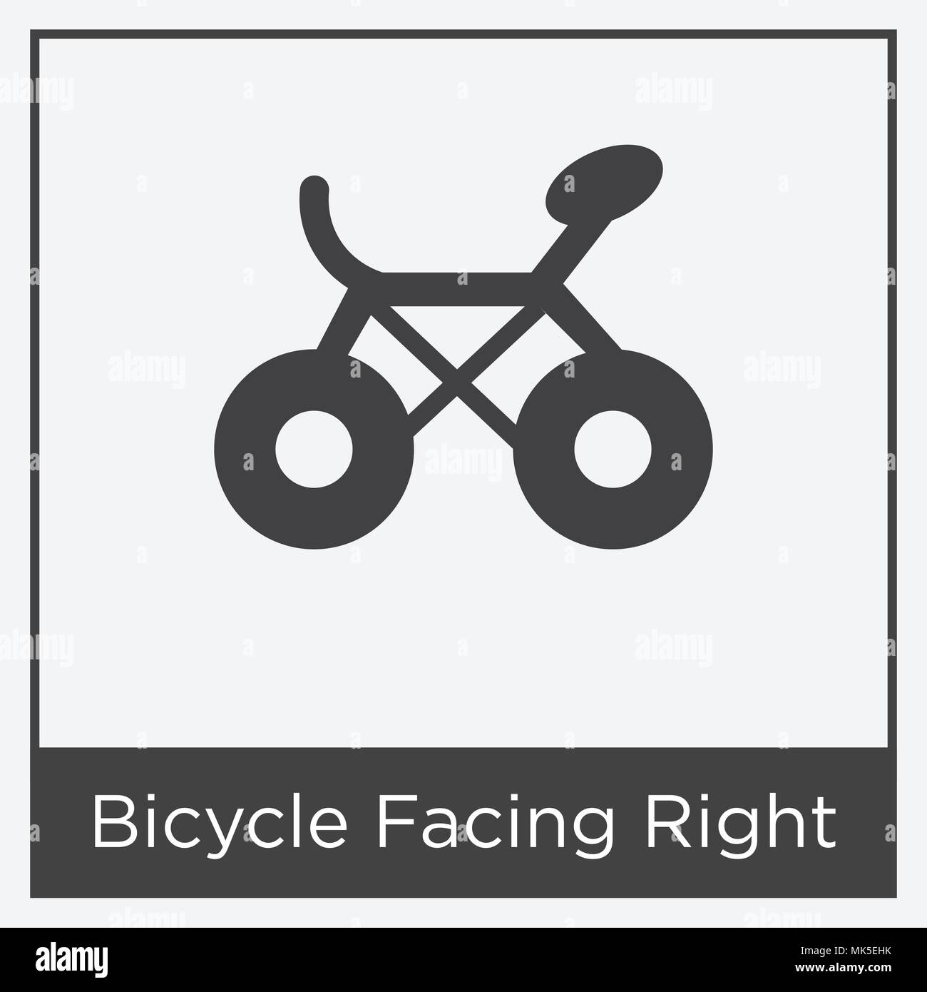 Bicycle Facing Right icon isolated on white background with gray frame ...