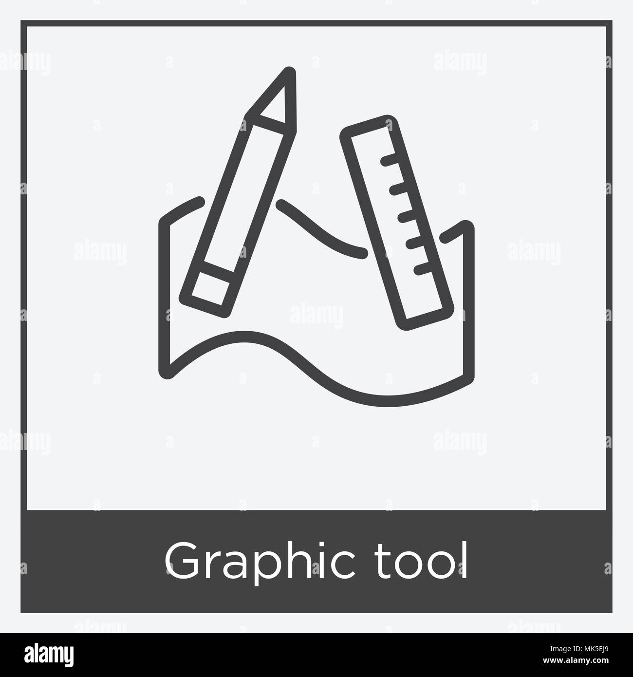 Graphic tool icon isolated on white background with gray frame, sign ...