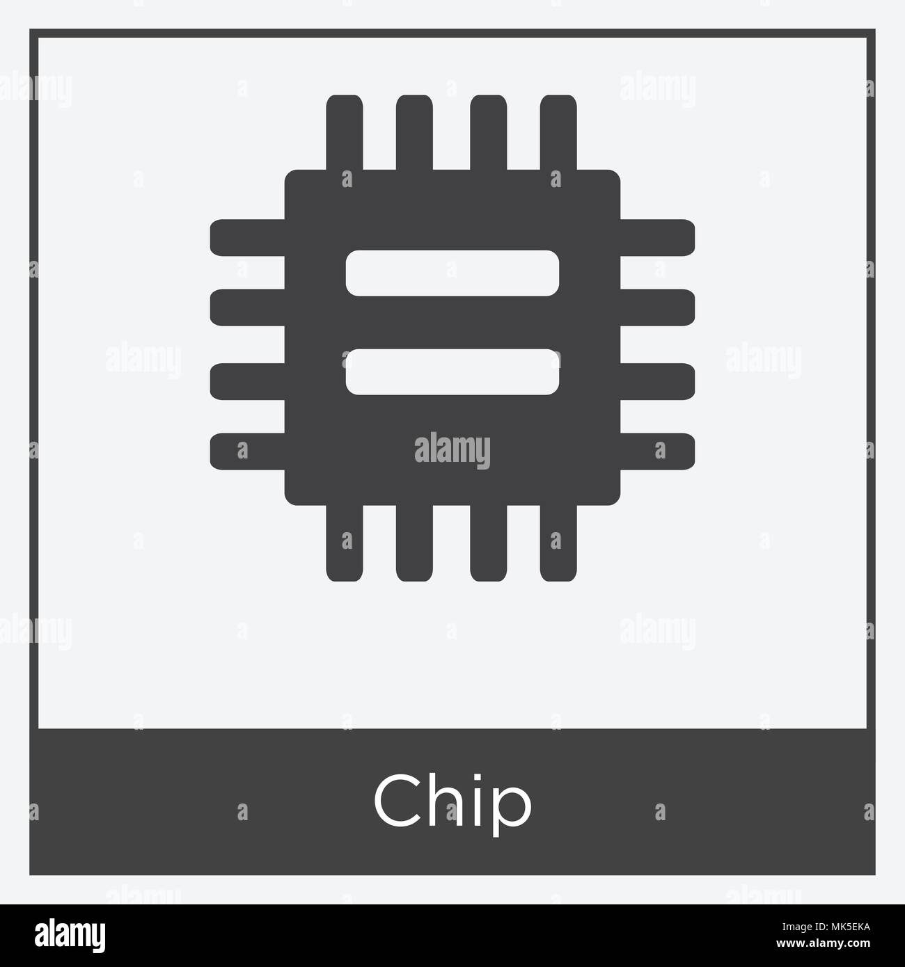 Chip icon isolated on white background with gray frame, sign and symbol ...