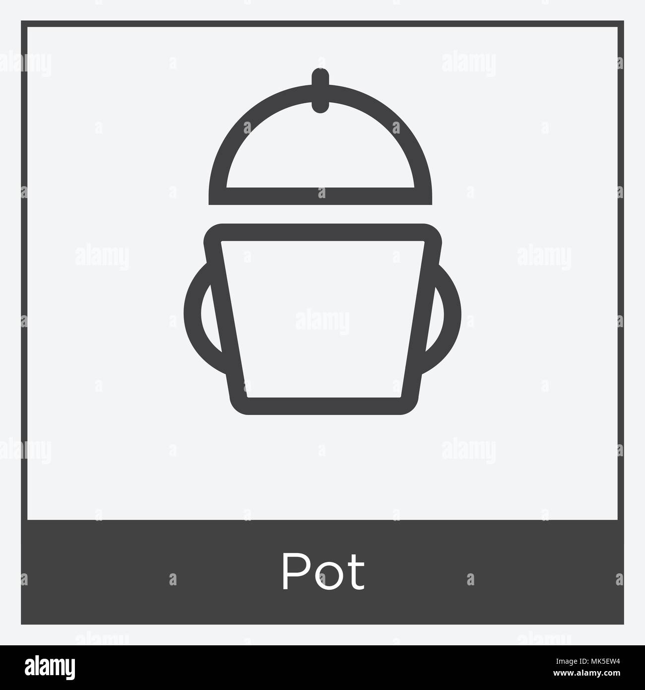 Pot icon isolated on white background with gray frame, sign and symbol ...
