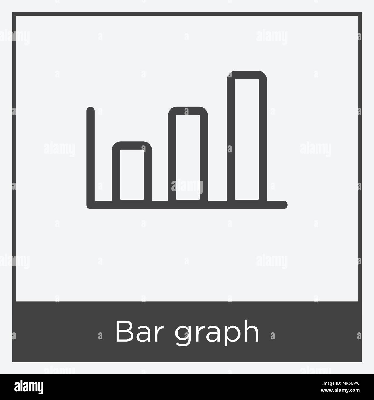 Bar graph icon isolated on white background with gray frame, sign and ...