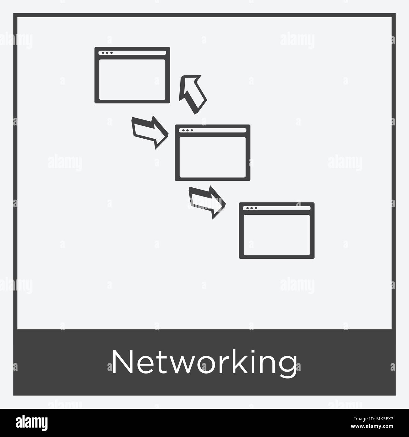 Networking icon isolated on white background with gray frame, sign and ...