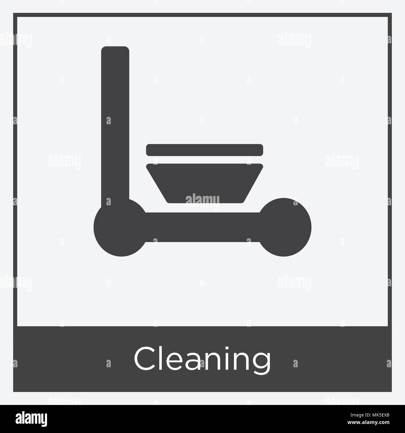 Cleaning icon isolated on white background with gray frame, sign and ...