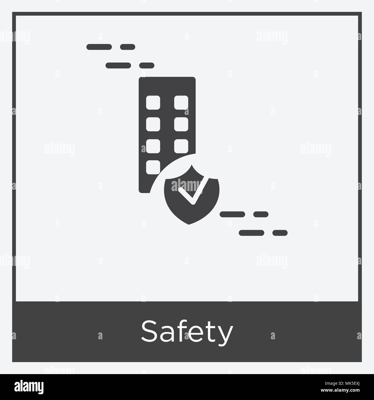 Safety icon isolated on white background with gray frame, sign and ...