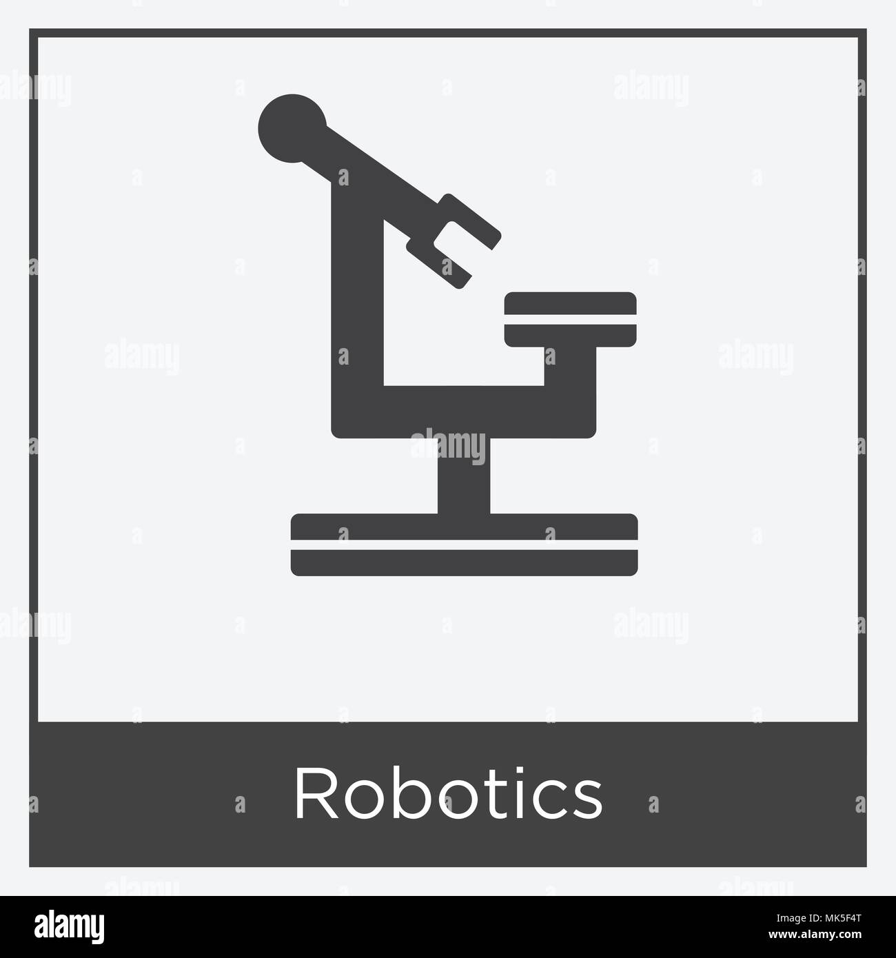 Robotics icon isolated on white background with gray frame, sign and ...