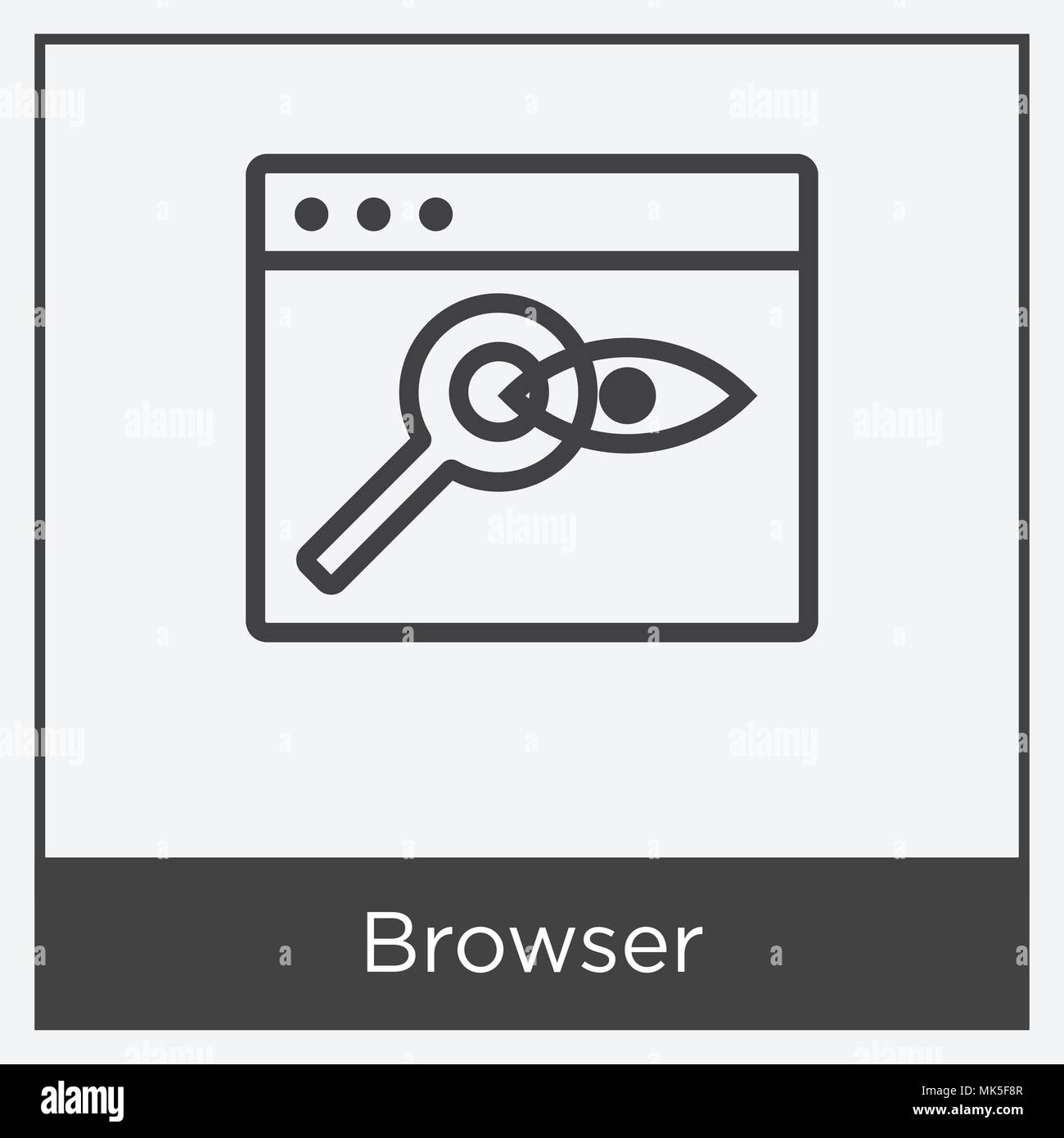 Browser icon isolated on white background with gray frame, sign and ...