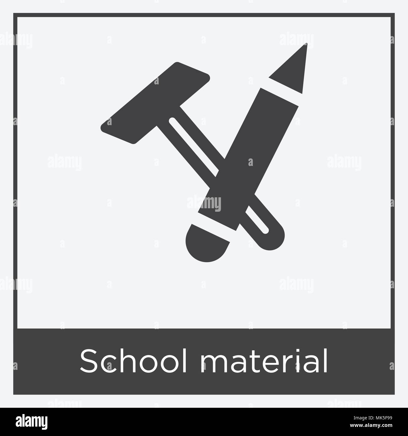 School material icon isolated on white background with gray frame, sign ...