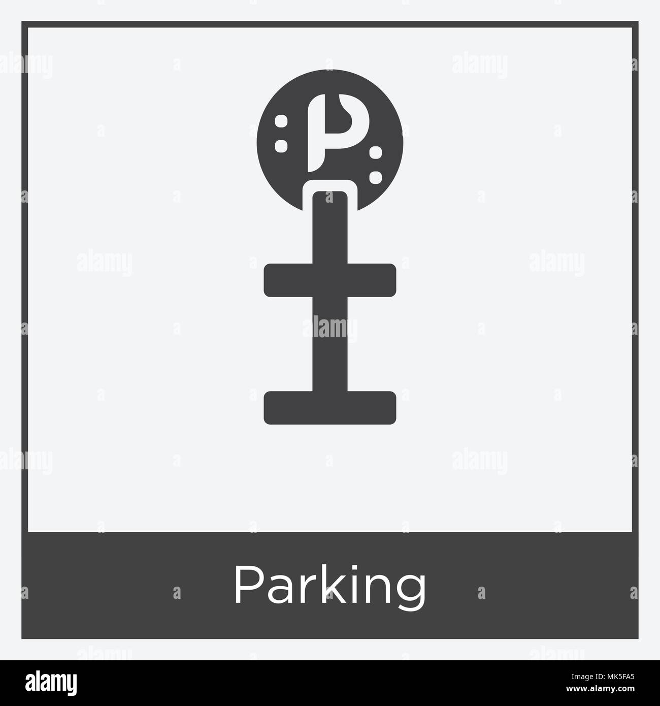 Parking icon isolated on white background with gray frame, sign and ...