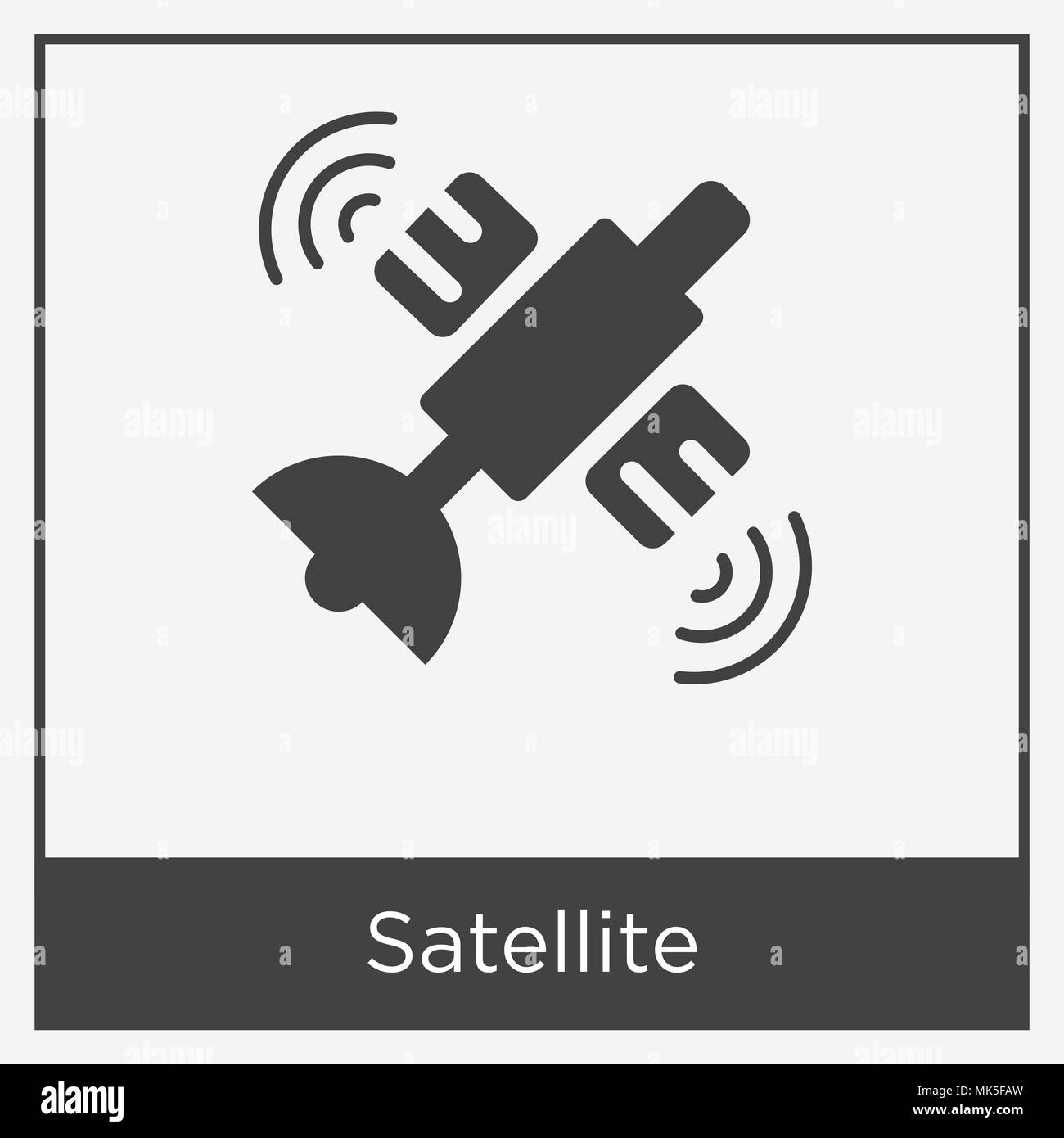 Satellite icon isolated on white background with gray frame, sign and ...