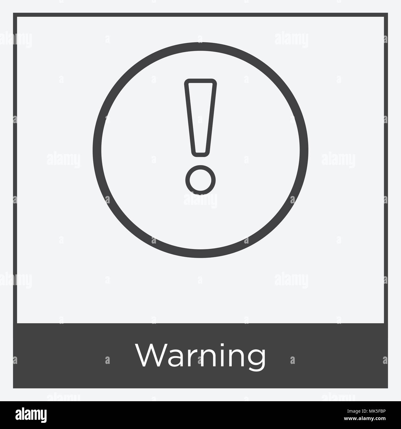 Warning icon isolated on white background with gray frame, sign and ...