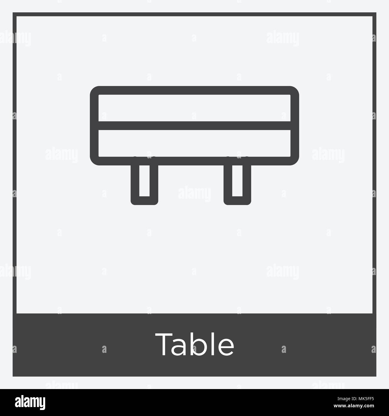 Table icon isolated on white background with gray frame, sign and ...