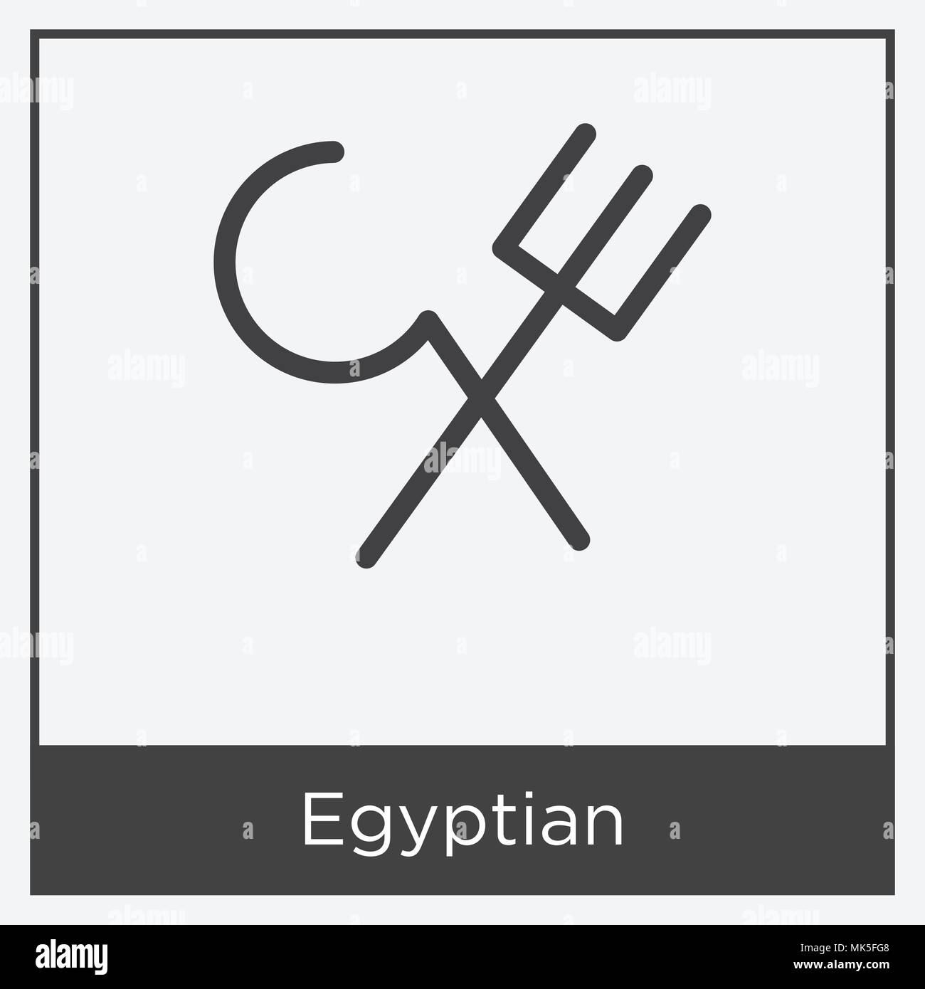 Egyptian icon isolated on white background with gray frame, sign and ...