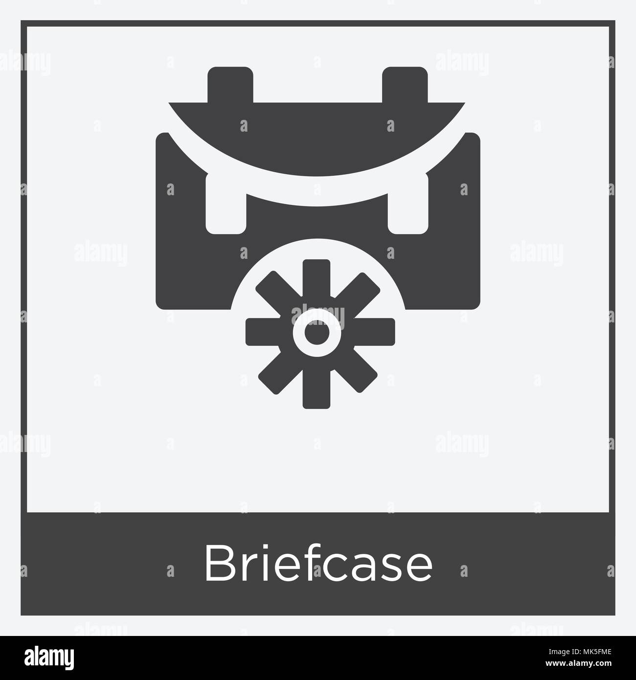 Briefcase icon isolated on white background with gray frame, sign and ...