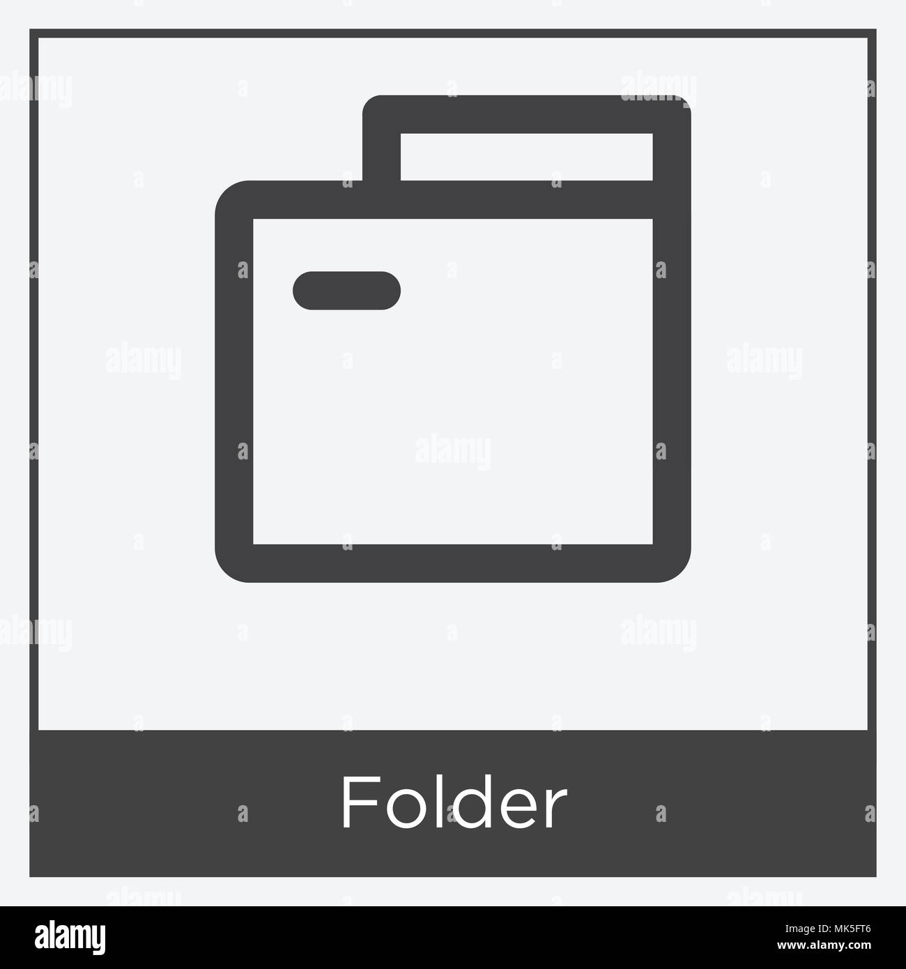 Folder icon isolated on white background with gray frame, sign and ...