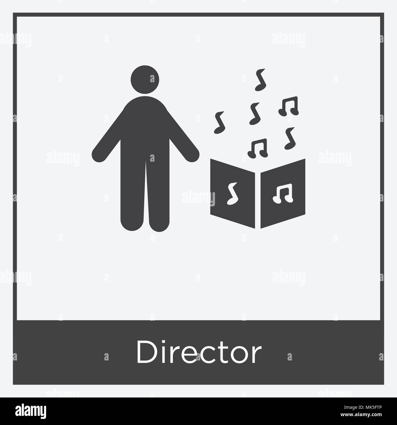 Director icon isolated on white background with gray frame, sign and ...