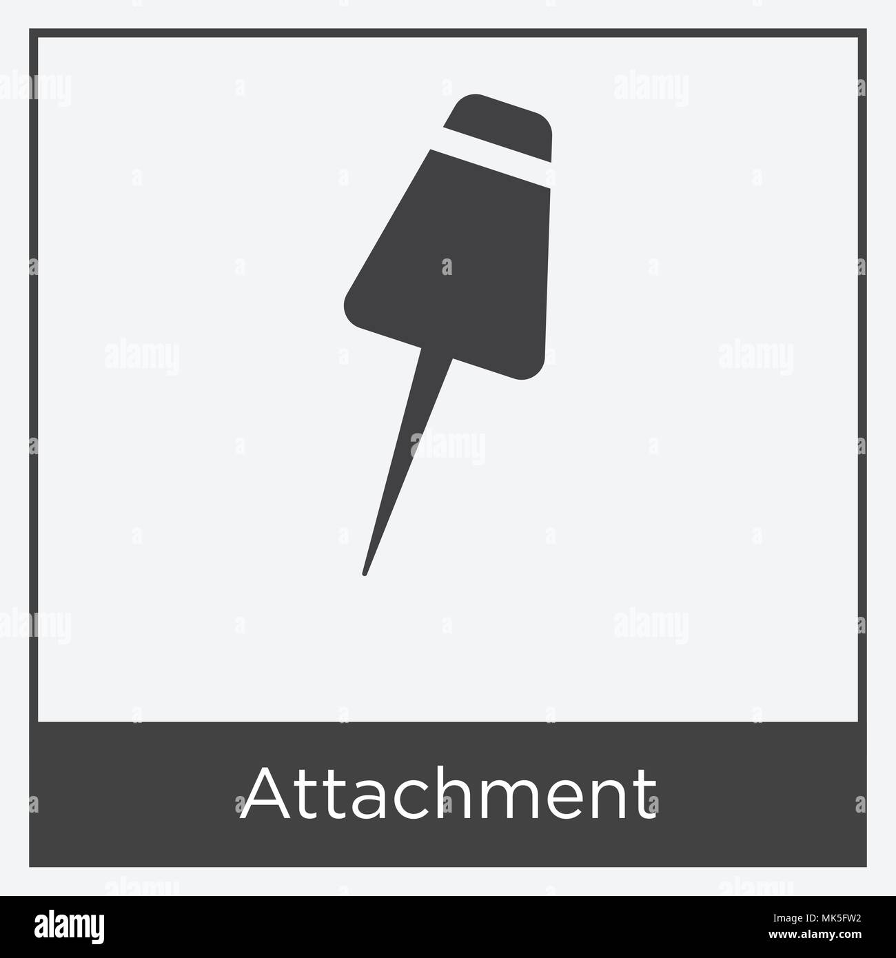 Attachment icon isolated on white background with gray frame, sign and ...