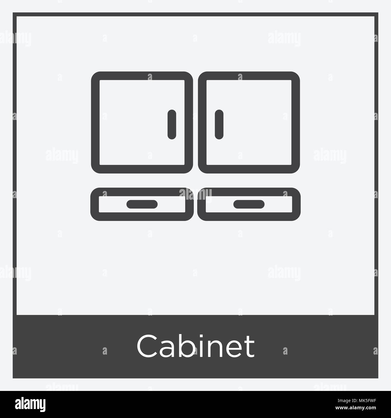 Cabinet icon isolated on white background with gray frame, sign and ...