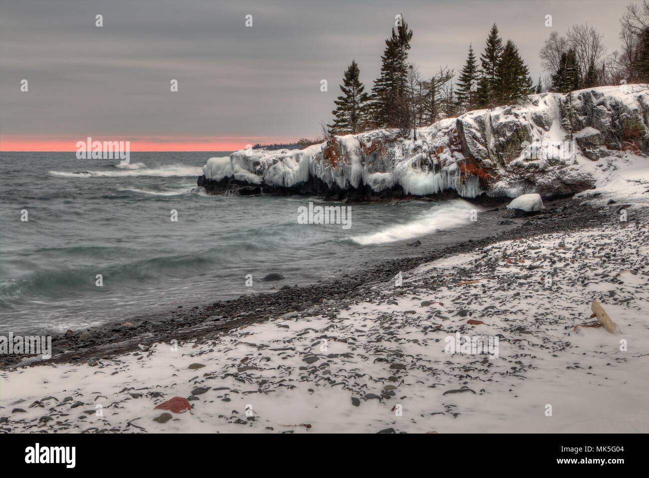 Grand Portage Indian Reservation during Winter on the Shores of Lake ...