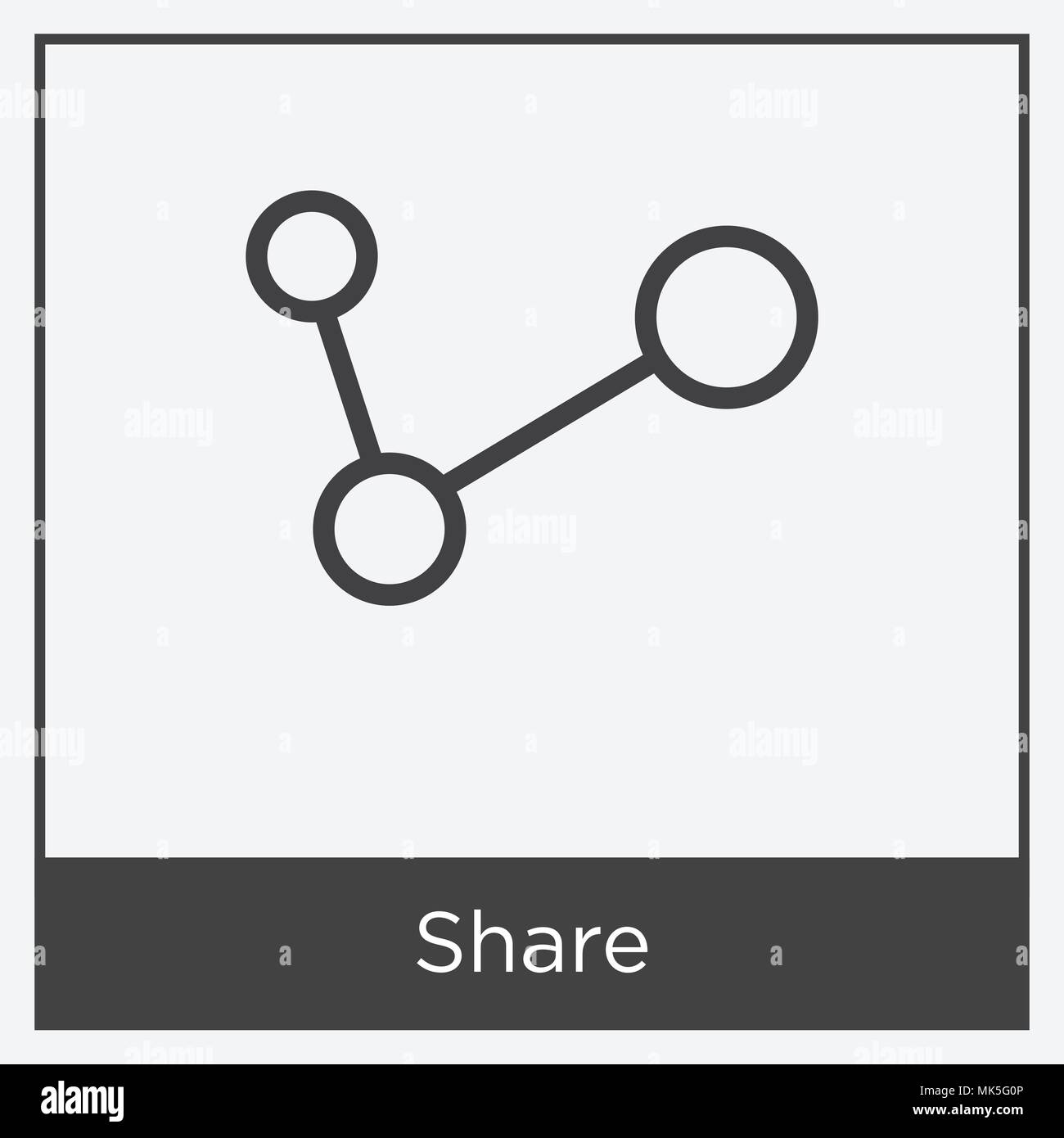 Share icon isolated on white background with gray frame, sign and ...