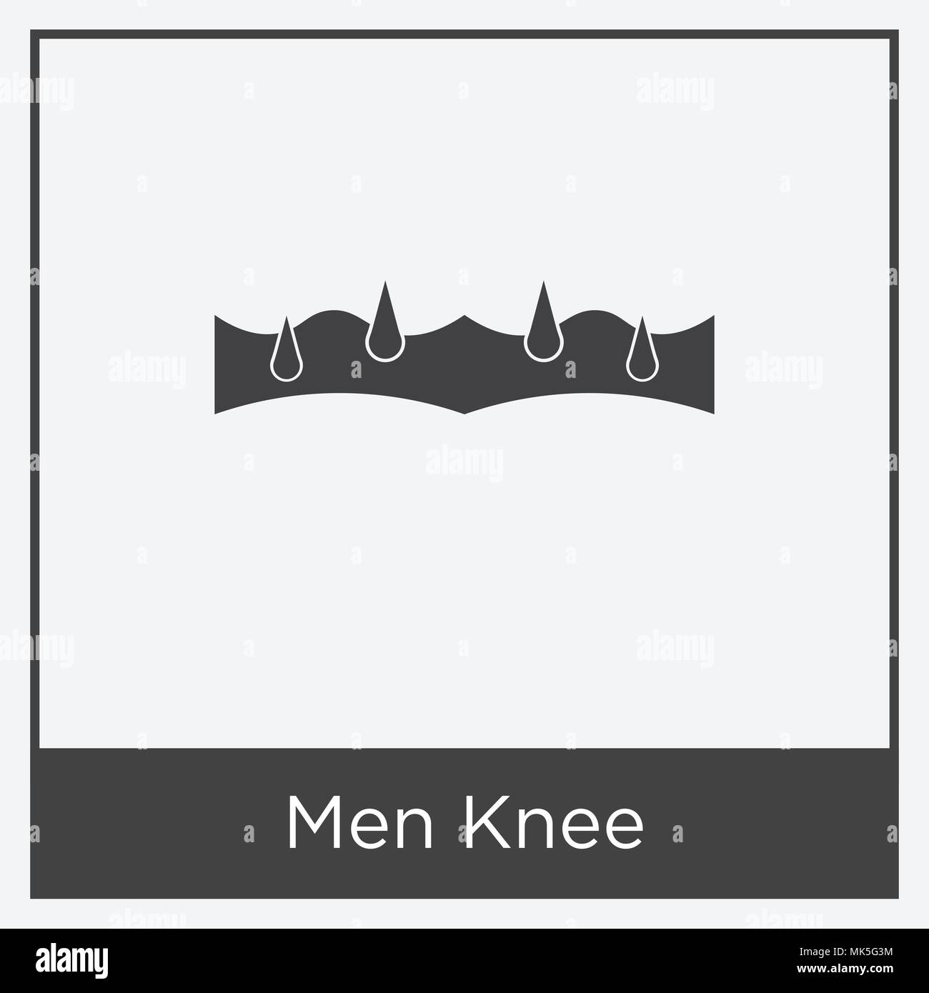 Men Knee icon isolated on white background with gray frame, sign and ...