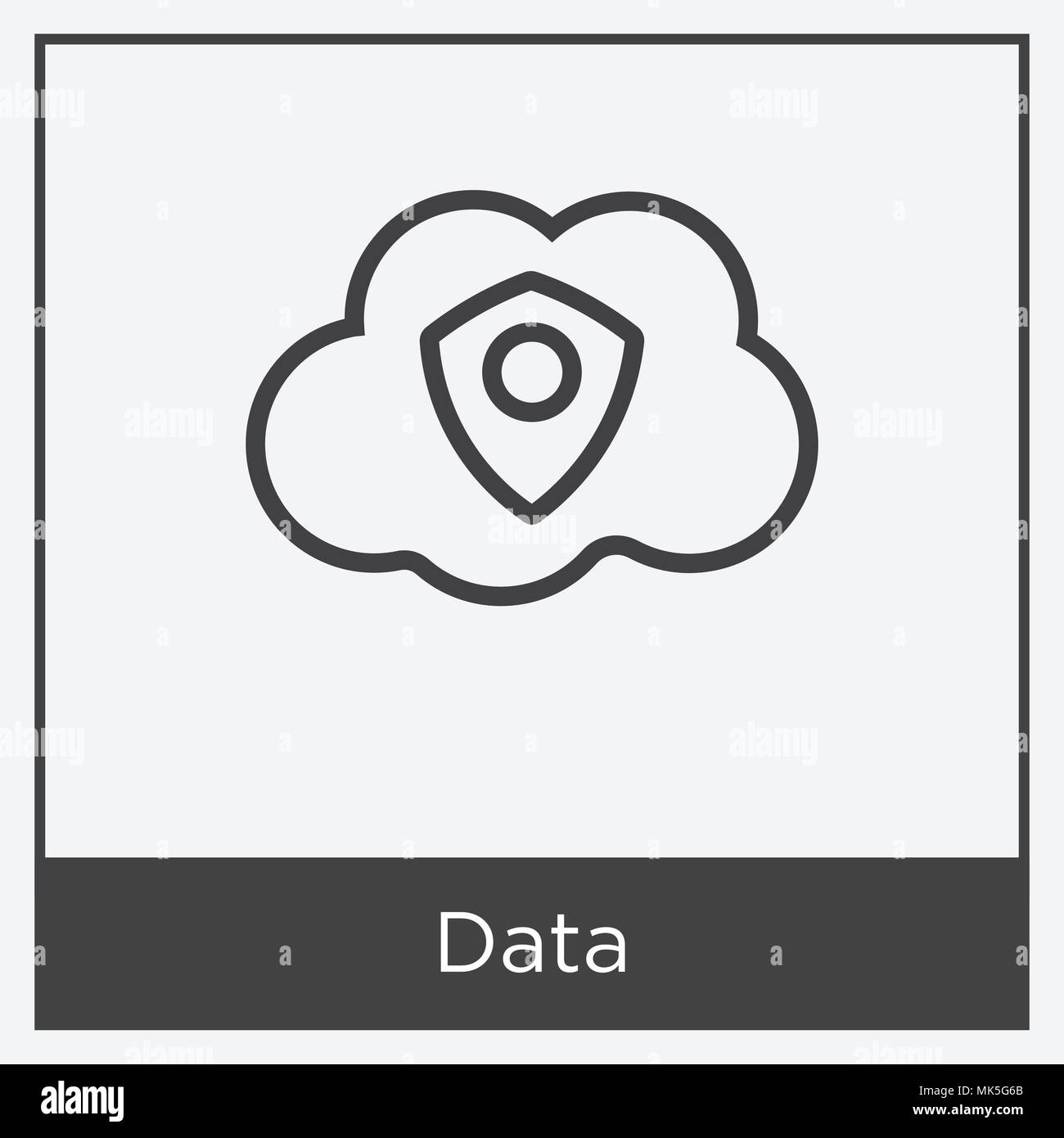 Data icon isolated on white background with gray frame, sign and symbol ...