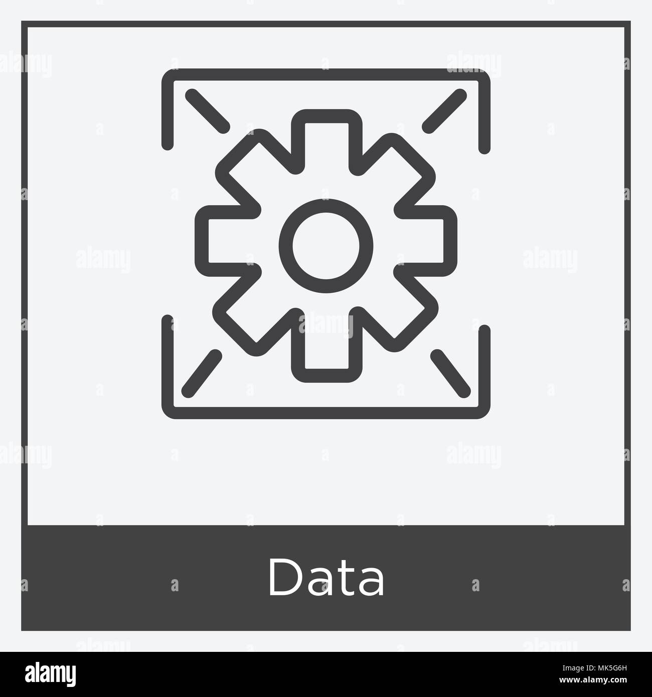 Data icon isolated on white background with gray frame, sign and symbol ...