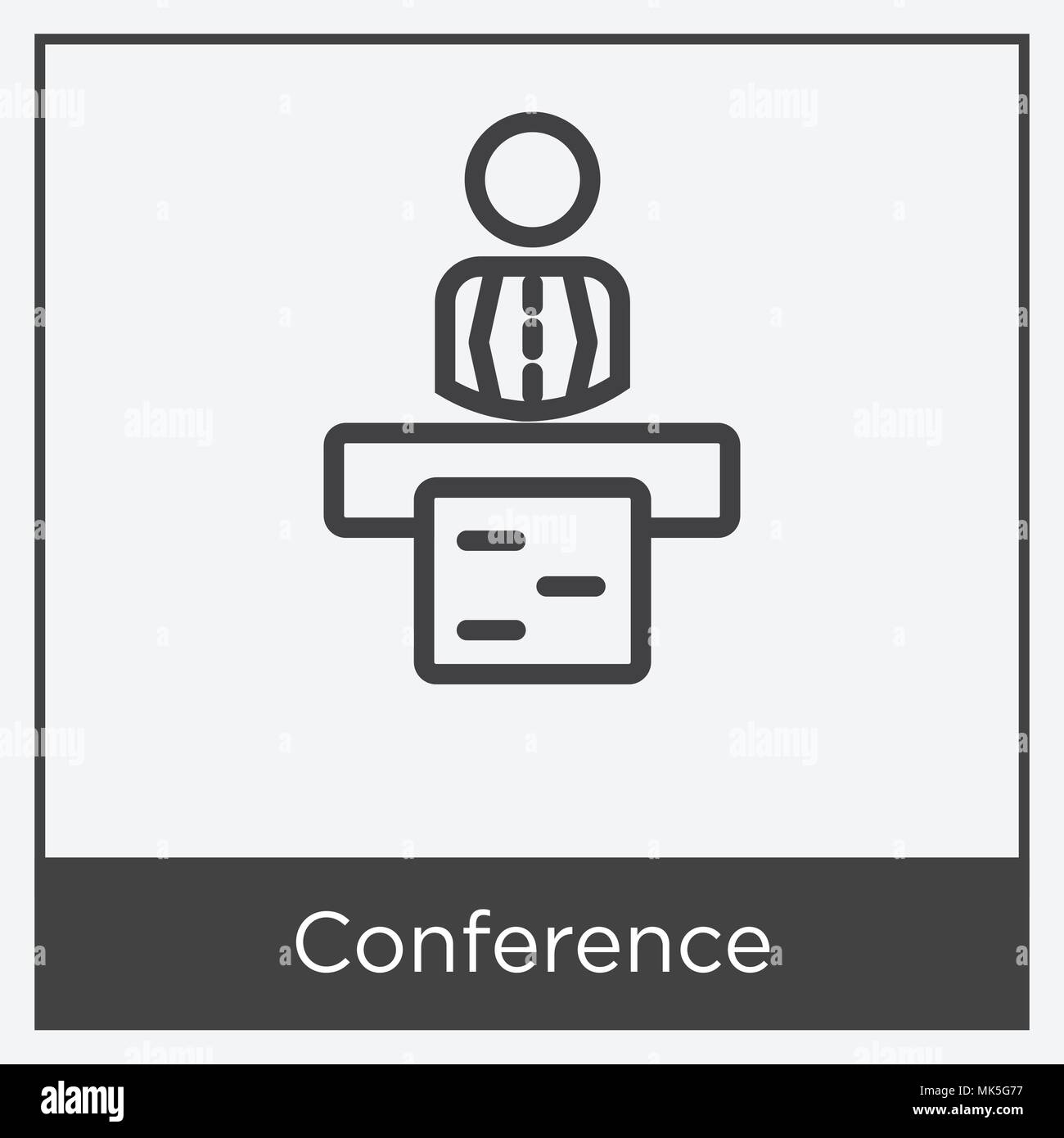 Conference icon isolated on white background with gray frame, sign and ...
