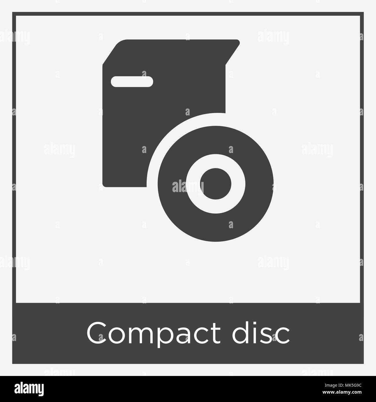 Compact disc icon isolated on white background with gray frame, sign ...