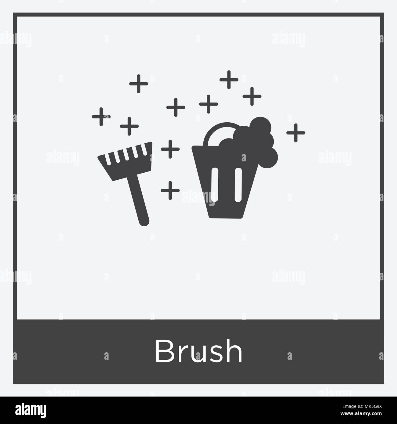 Brush icon isolated on white background with gray frame, sign and ...