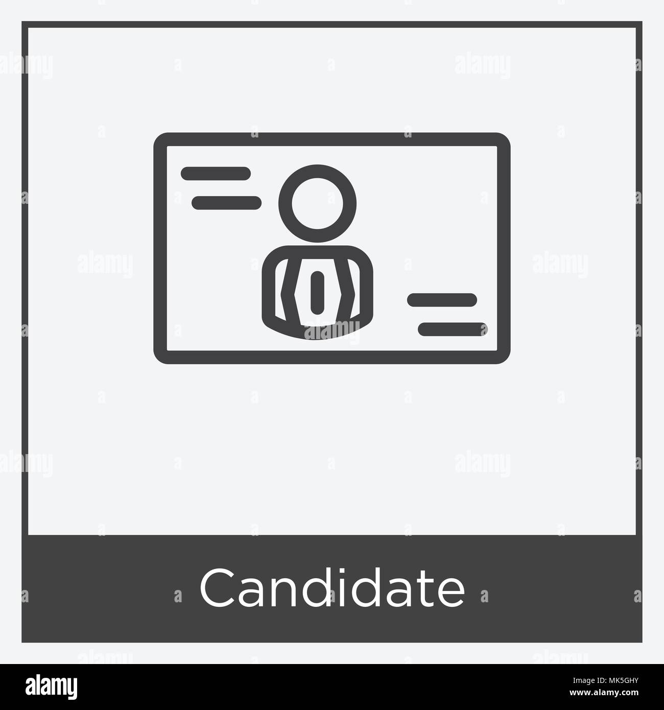 Candidate icon isolated on white background with gray frame, sign and ...