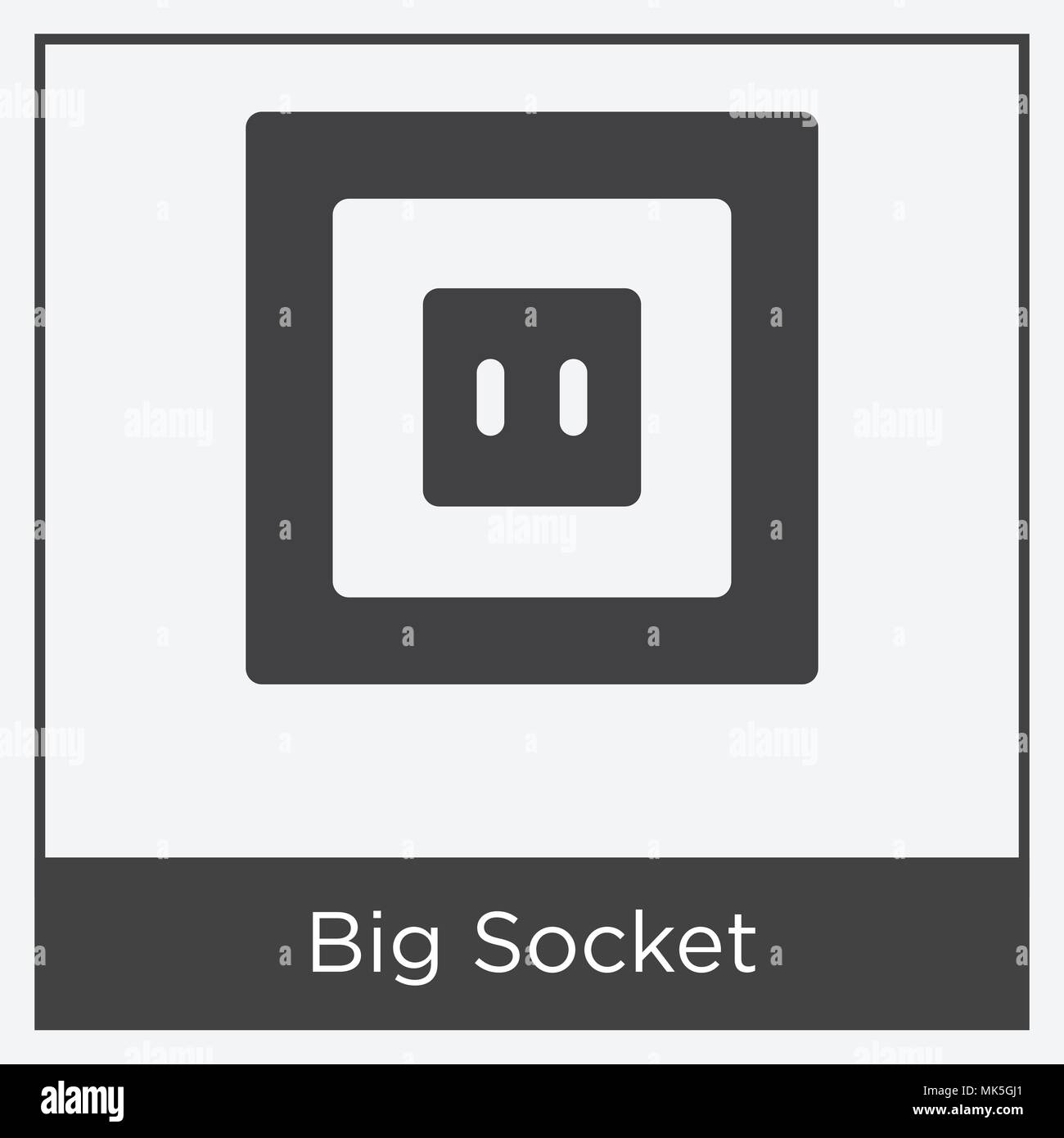 Big Socket icon isolated on white background with gray frame, sign and ...