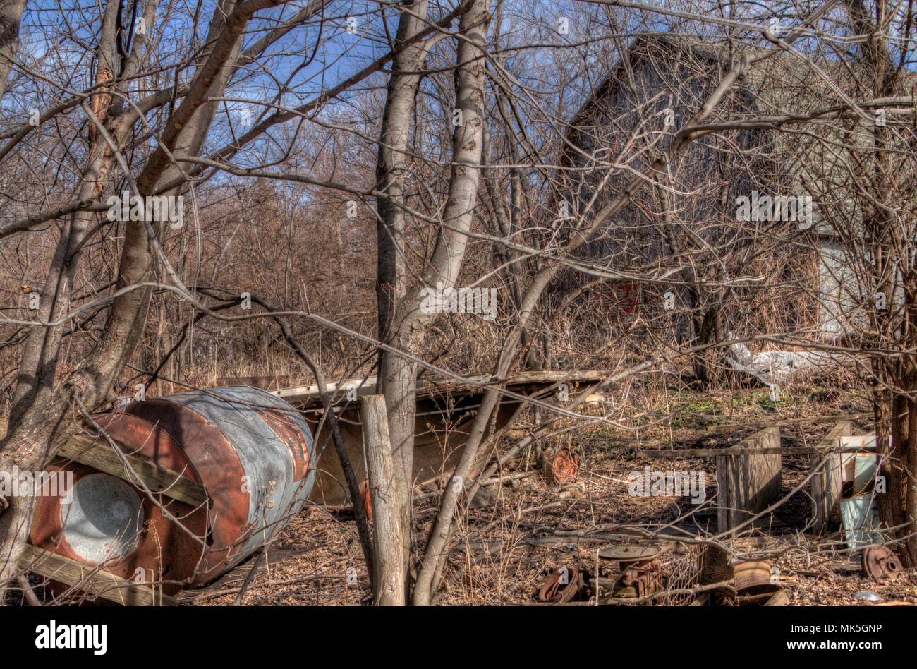 An old neglected Farm and Equipment from the Mid-20th Century in ...