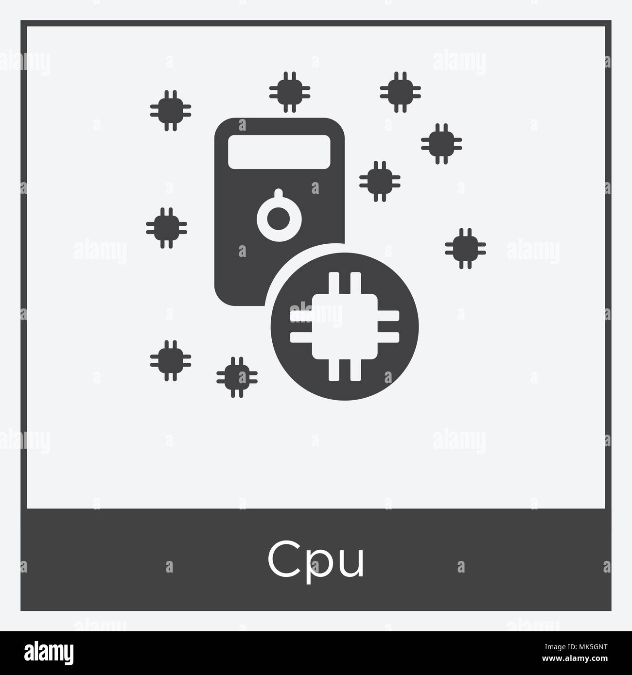 Cpu icon isolated on white background with gray frame, sign and symbol ...