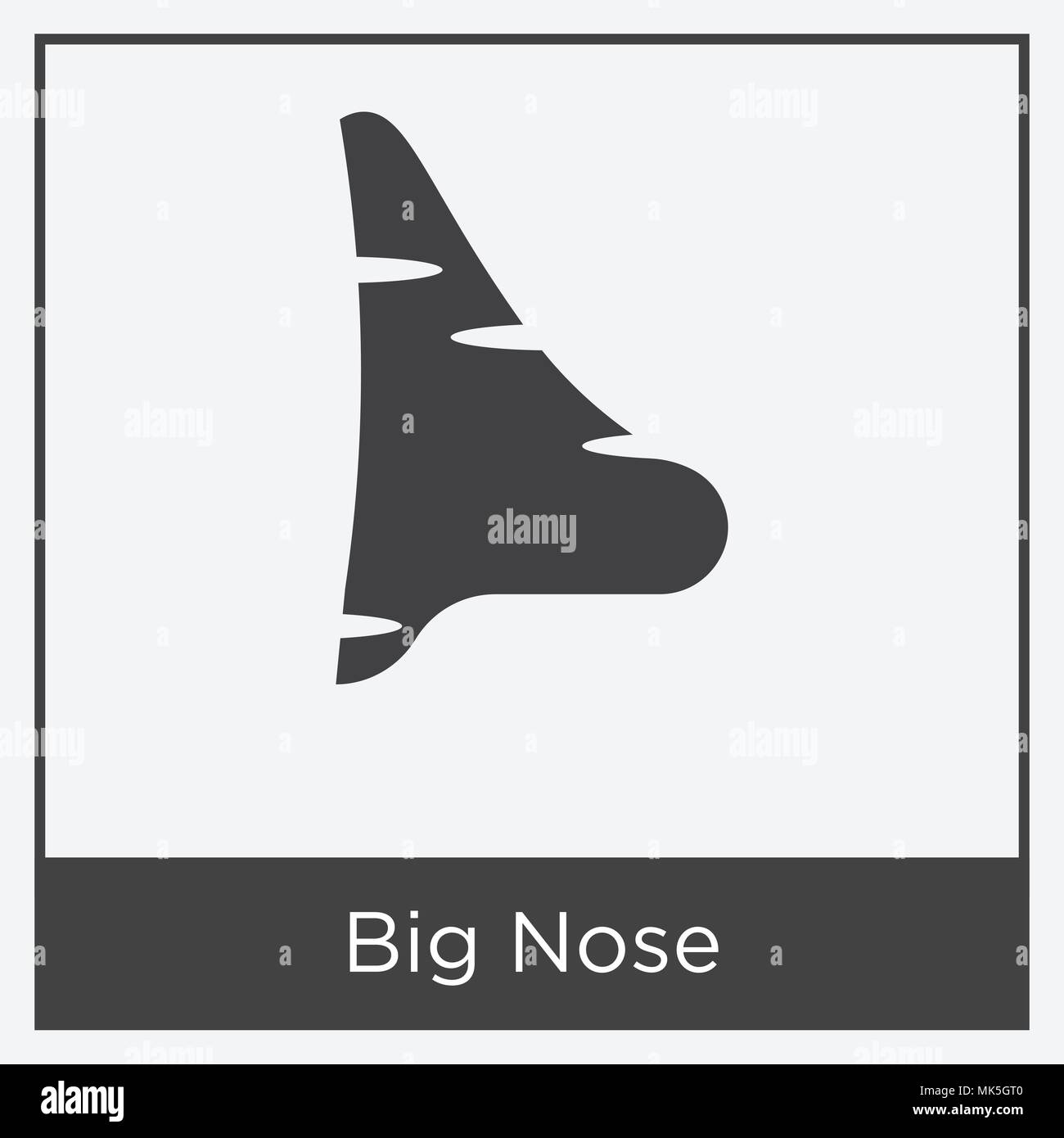 Big Nose icon isolated on white background with gray frame, sign and ...