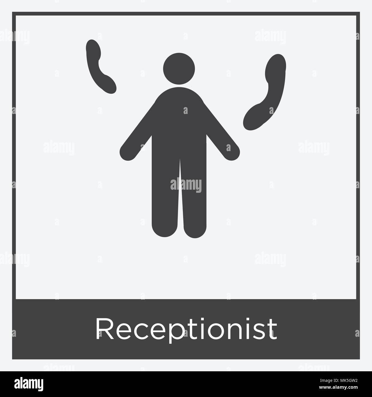 Receptionist icon isolated on white background with gray frame, sign ...