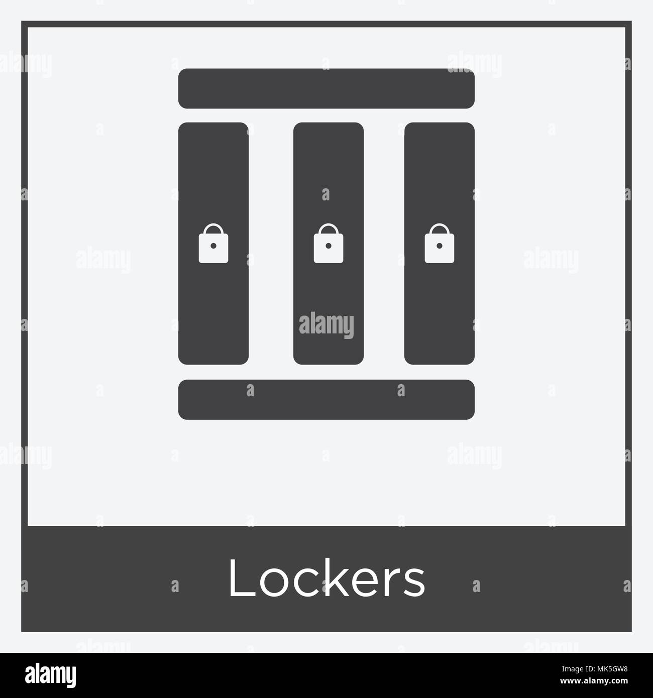 Lockers icon isolated on white background with gray frame, sign and ...