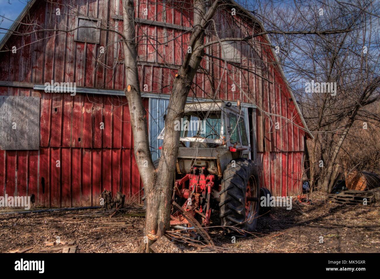 An old neglected Farm and Equipment from the Mid-20th Century in ...