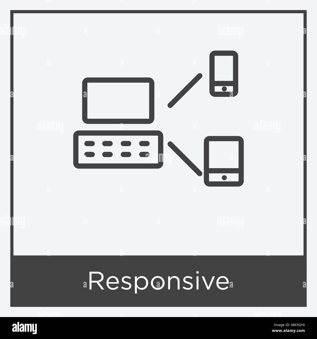 Responsive icon isolated on white background with gray frame, sign and ...