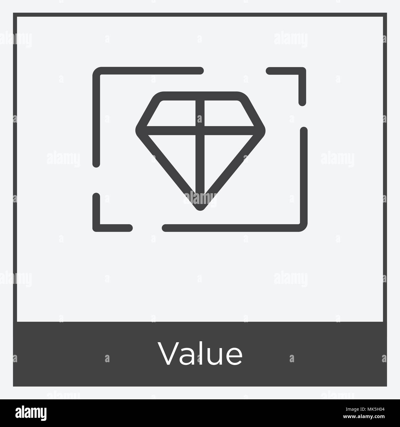Value icon isolated on white background with gray frame, sign and ...