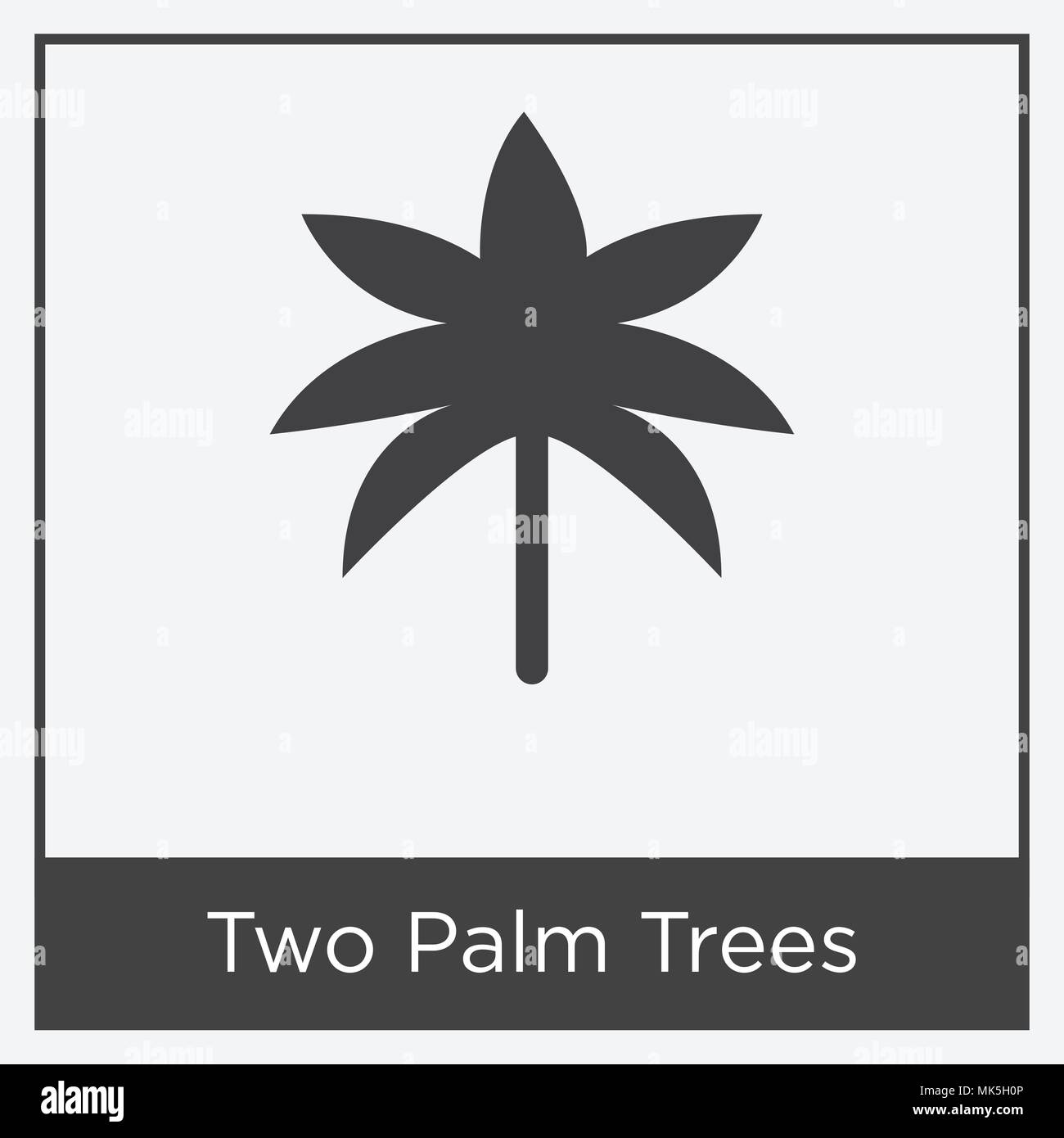 Two Palm Trees icon isolated on white background with gray frame, sign ...
